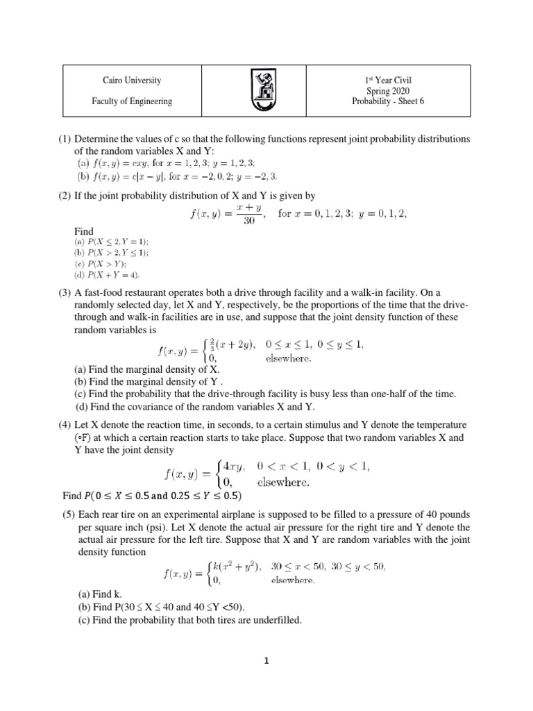 Sheet 6 | PDF | Probability Density Function | Measure Theory Sheet 6 | PDF | Probability Density Function | Measure Theory