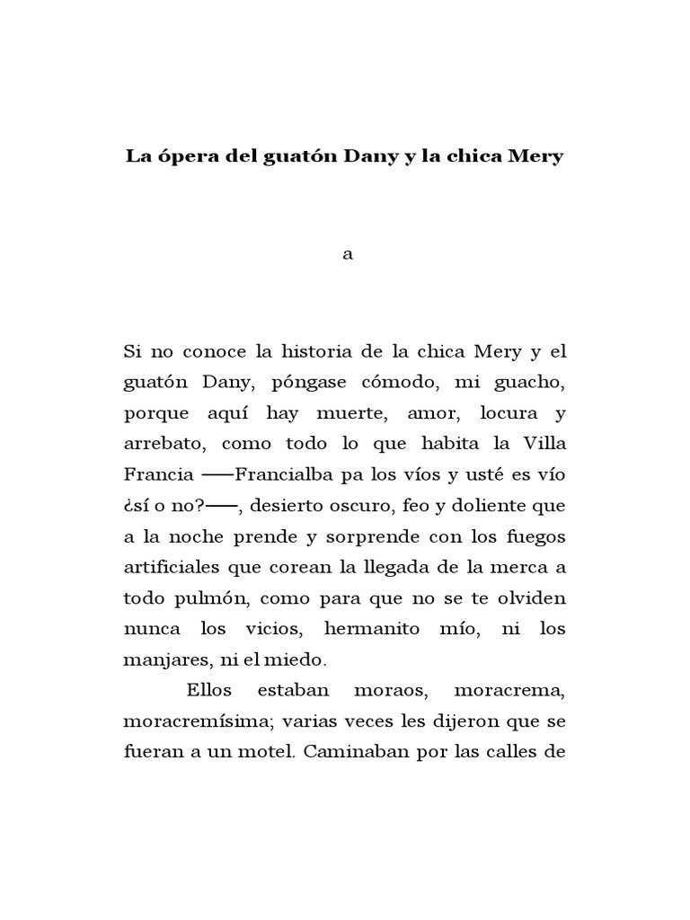 La Ópera Del Guatón Dany y La Chica Mery | PDF | Amor