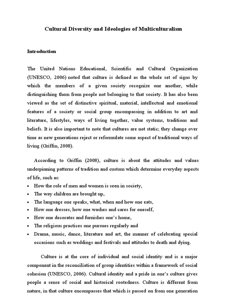 Cultural Diversity and Ideologies of Multiculturalism | PDF ...