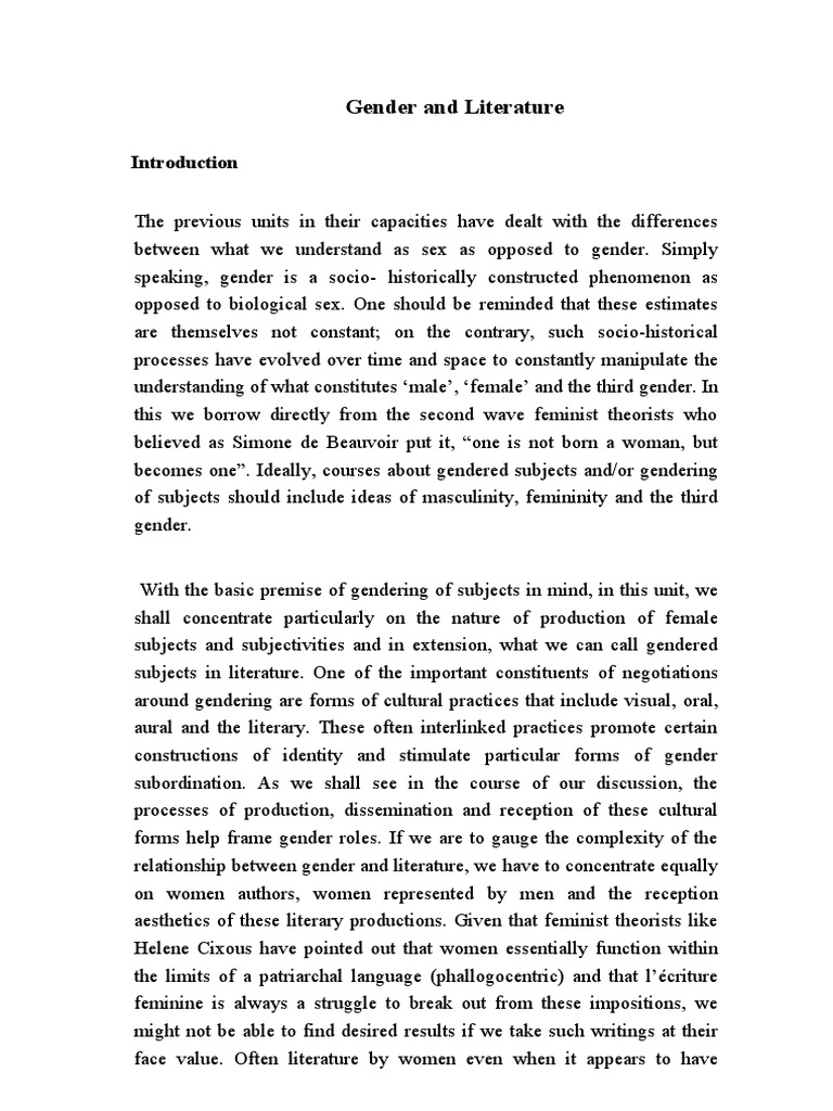 Gender Representation in Literature | PDF | Gender | Gender Studies