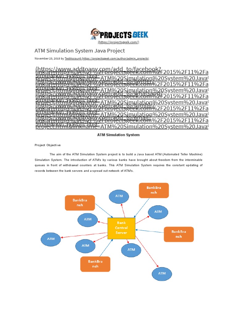 ATM Simulation System Java Project | PDF
