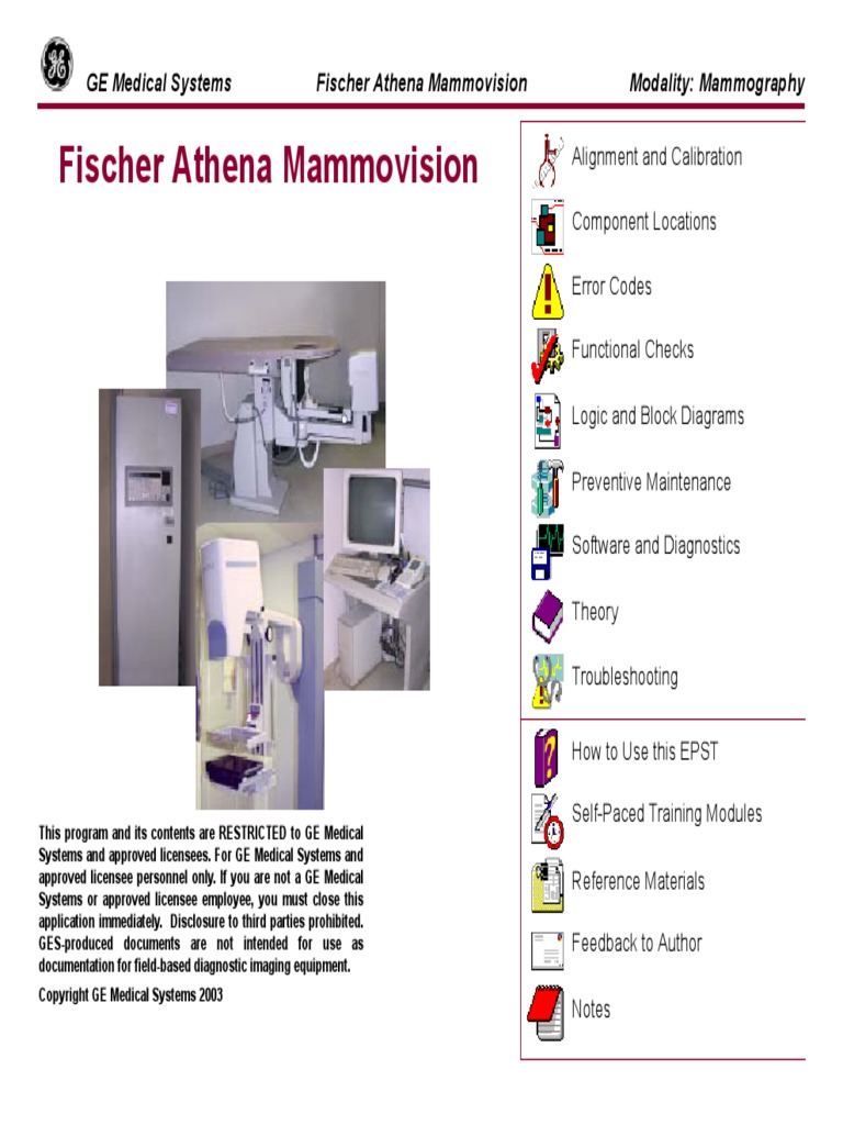 GE Medical Systems Fischer Athena Mammovision Modality: Mammography | PDF