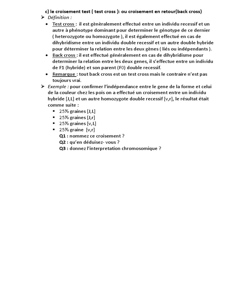 Définition et exemples de test cross | PDF | Sciences et mathématiques