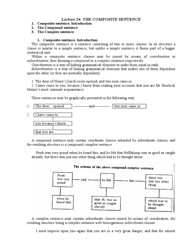 Lecture 24. THE COMPOSITE SENTENCE | PDF | Adjective | Sentence ...