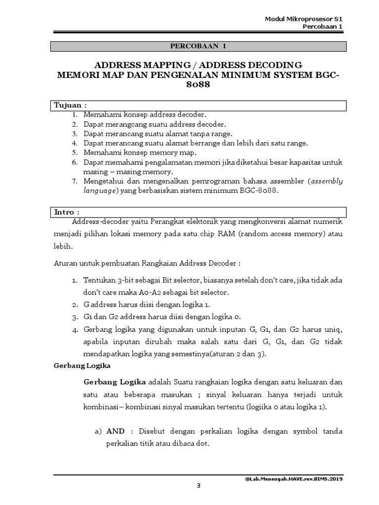 Address Mapping / Address Decoding Memori Map Dan Pengenalan Minimum System Bgc-8088 | PDF