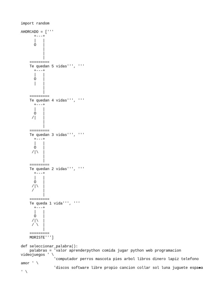 Ahorcado Python | PDF | Mamíferos | Organismos