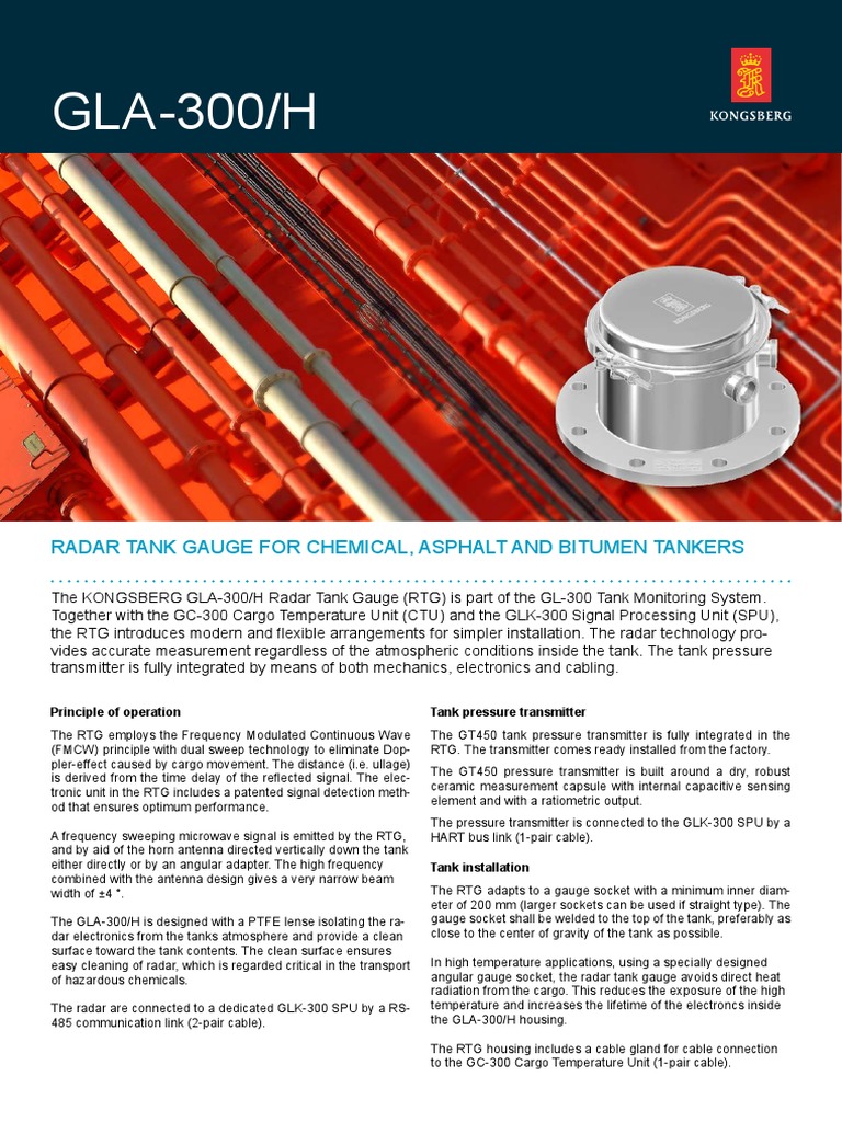 Radar Tank Gauge For Asphalt and Bitumen Tankers Gla 300 Asphalt | PDF ...