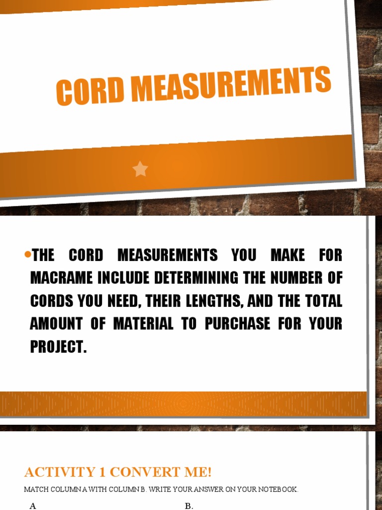 Cord Measurements | PDF | Foot (Unit) | Inch