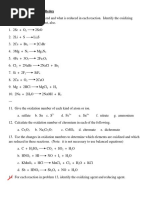 Chemistry Redox Worksheet | PDF | Redox | Chemical Reactions