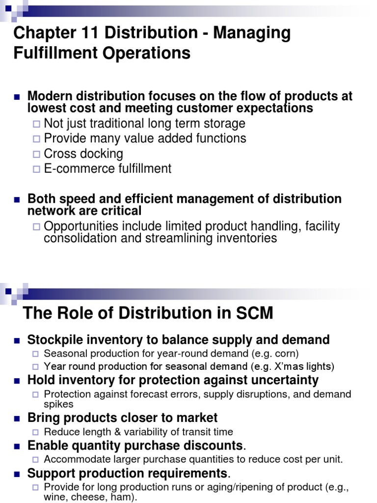 Chapter 11 Distribution Managing Fulfillment Operations | PDF