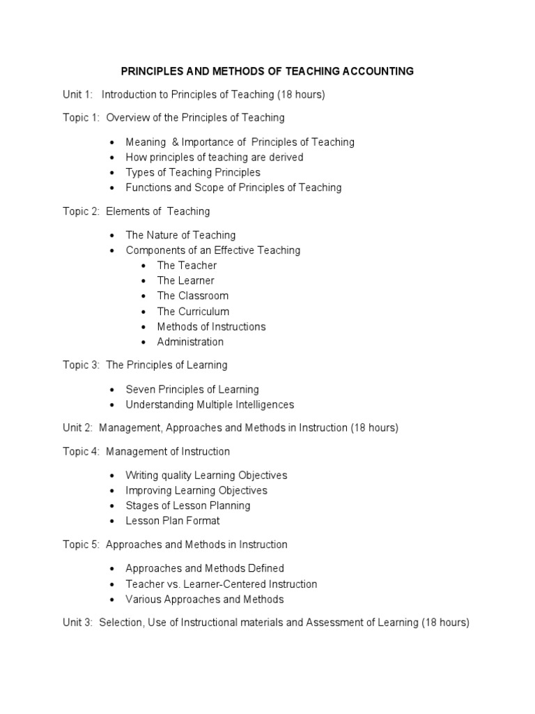 Principles and Methods of Teaching Accounting | PDF