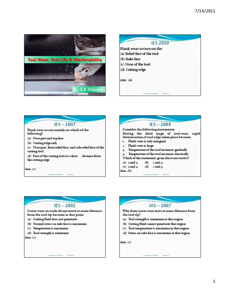 Tool Wear and Life in Machining | PDF | Wear | Industries
