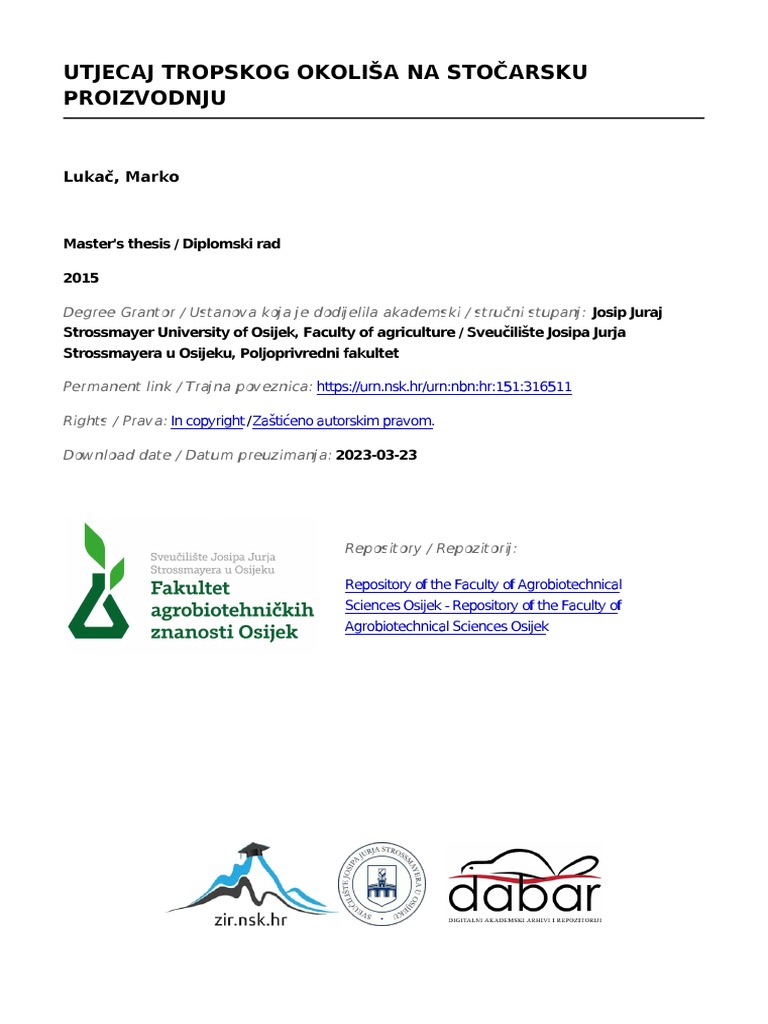 Lukac Marko Pfos 2015 Diplo Sveuc | PDF