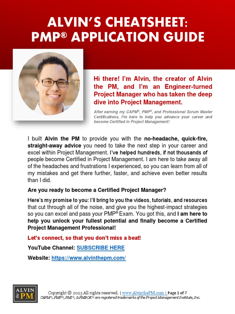 AlvinthePM - PMP App Cheatsheet | PDF | Project Management Professional ...