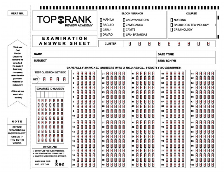 Scantron Paper - Ready To Print | PDF