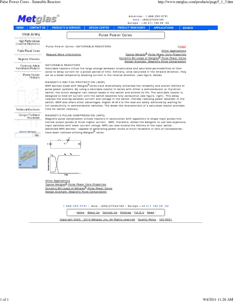 Pulse Power Cores - Saturable Reactors - SQUARE WAVE PULSE CORES | PDF ...
