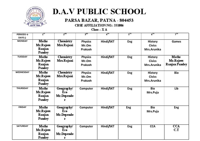 D.A.V Public School: Parsa Bazar, Patna - 804453 | PDF