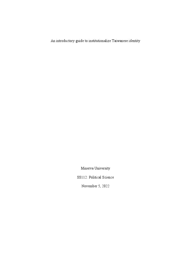 An Introductory Guide To Institutionalize Taiwanese Identity | PDF ... An Introductory Guide To Institutionalize Taiwanese Identity | PDF ...