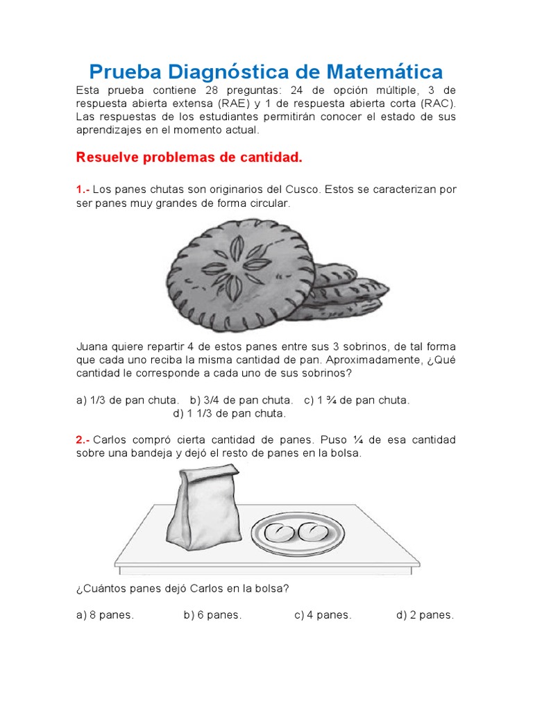 Prueba Diagnóstica de Matemática de Primero Diagnostica | PDF