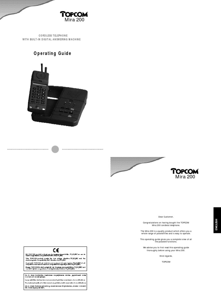 Topcom Mira 200 Manual de Usuario | PDF | Telephone | Telephone Number