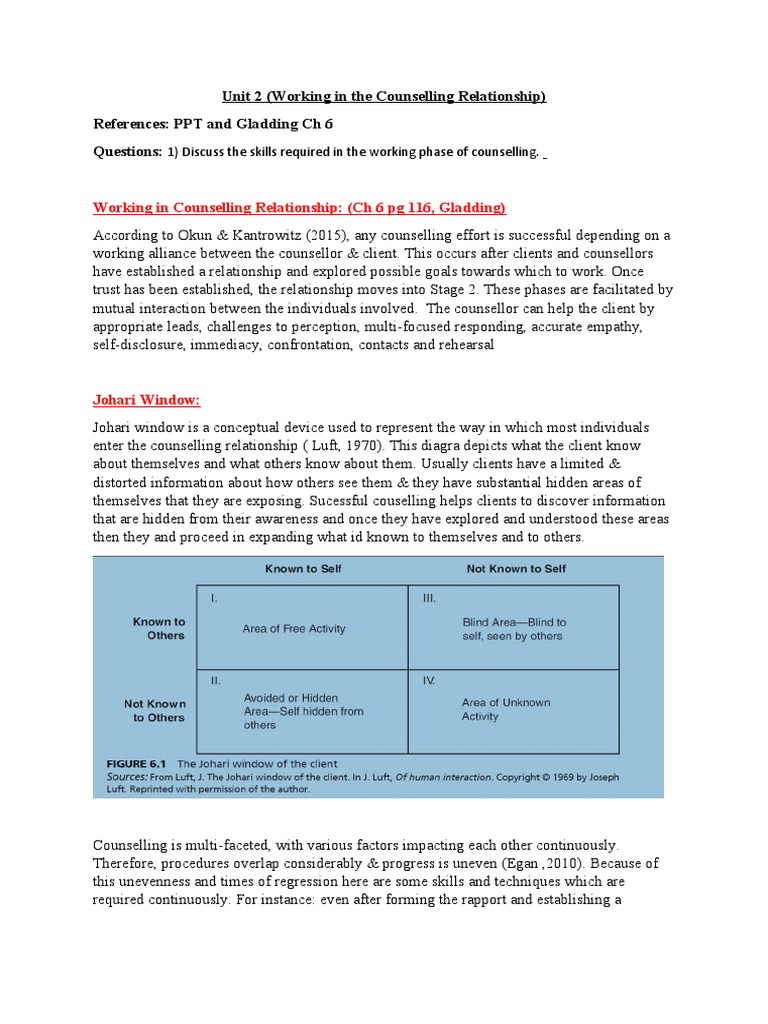 Unit 2 Working in Counselling Relationship Notes | PDF | Science ...
