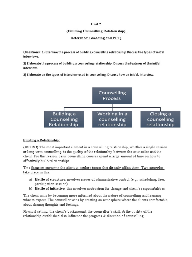 Unit 2 (Building Counselling Relation Notes) | PDF