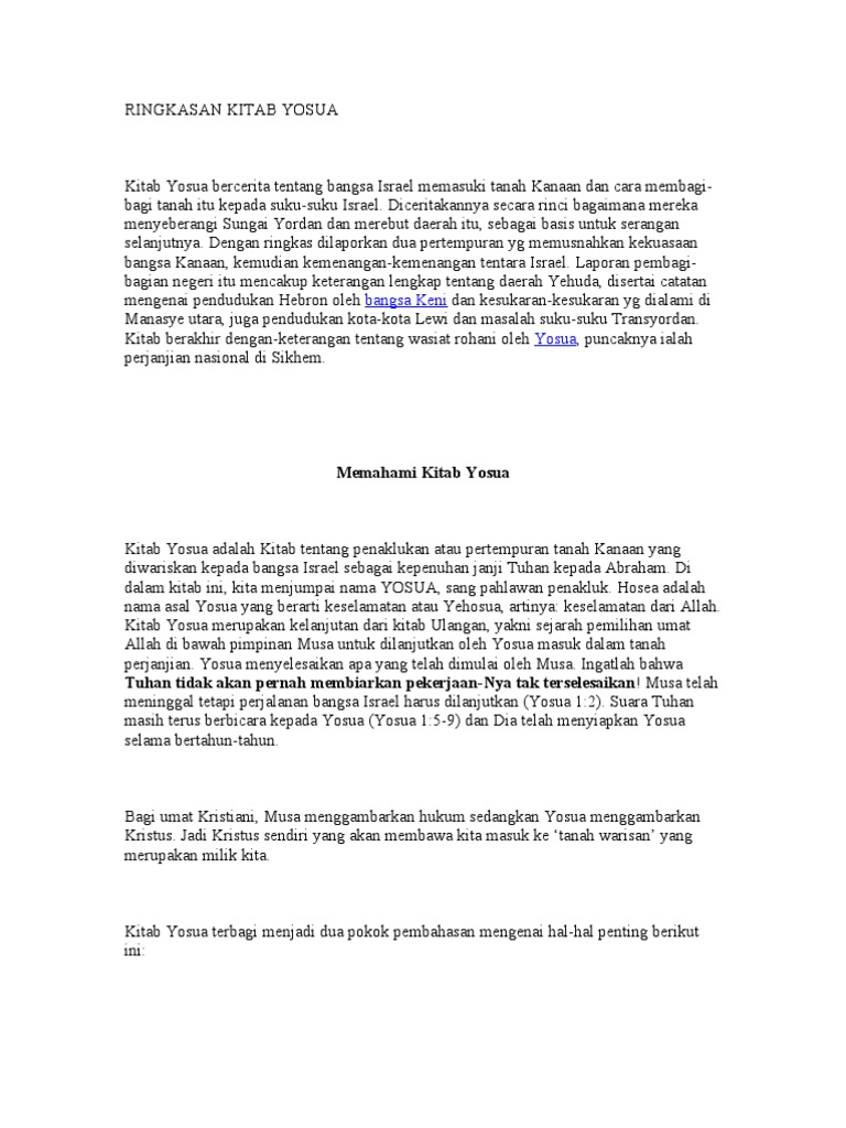Kitab Yosua: Penaklukan & Warisan | PDF