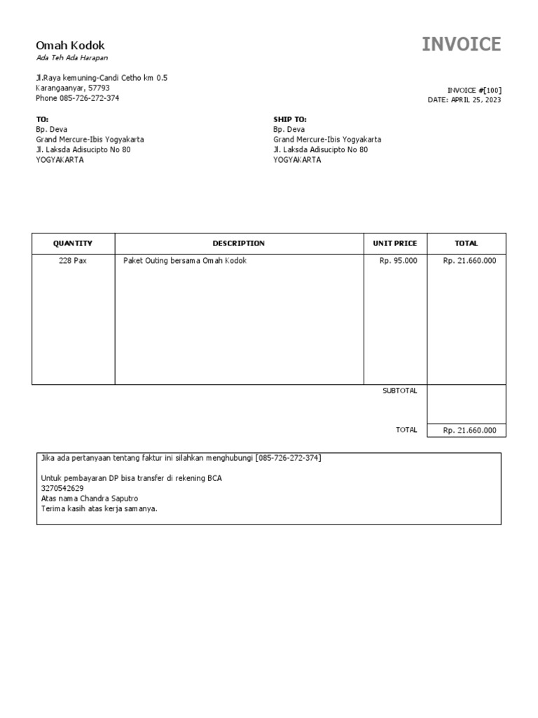 Invoice Ibis | PDF