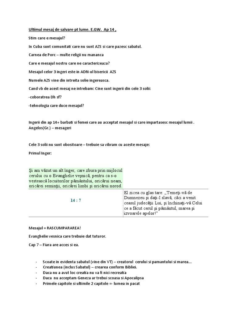 Ultimul Mesaj de Salvare PT Lume | PDF