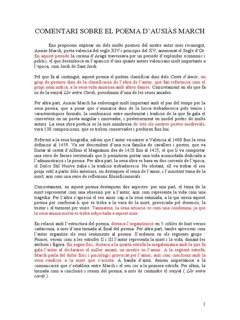 Comentari Ausiàs | PDF
