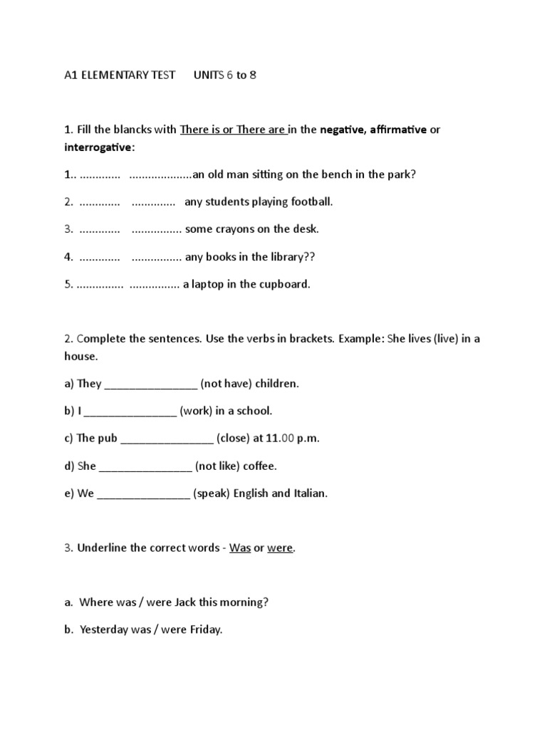 A1 Elementary Revision Test Guide | PDF | Foreign Language Studies ...