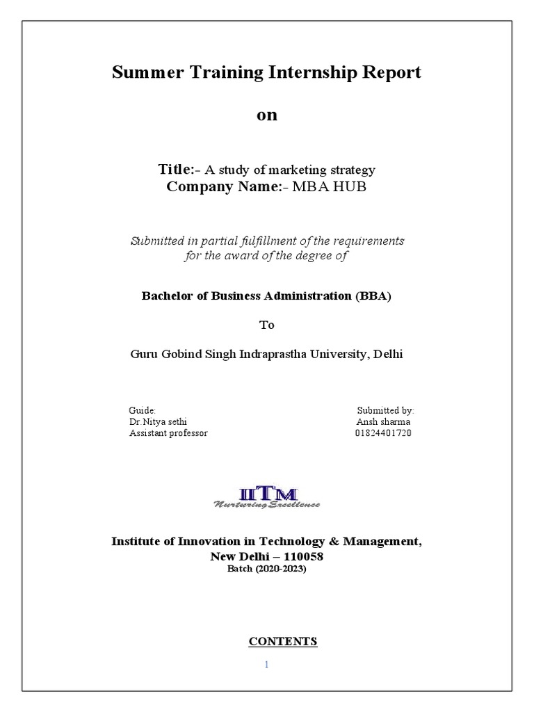 Ansh Summer Training Internship Report | PDF