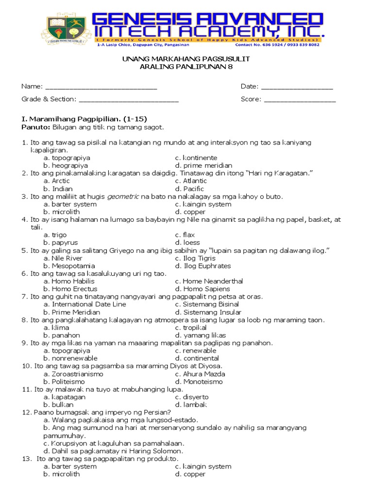 1ST Q-ARALPAN 8 | PDF