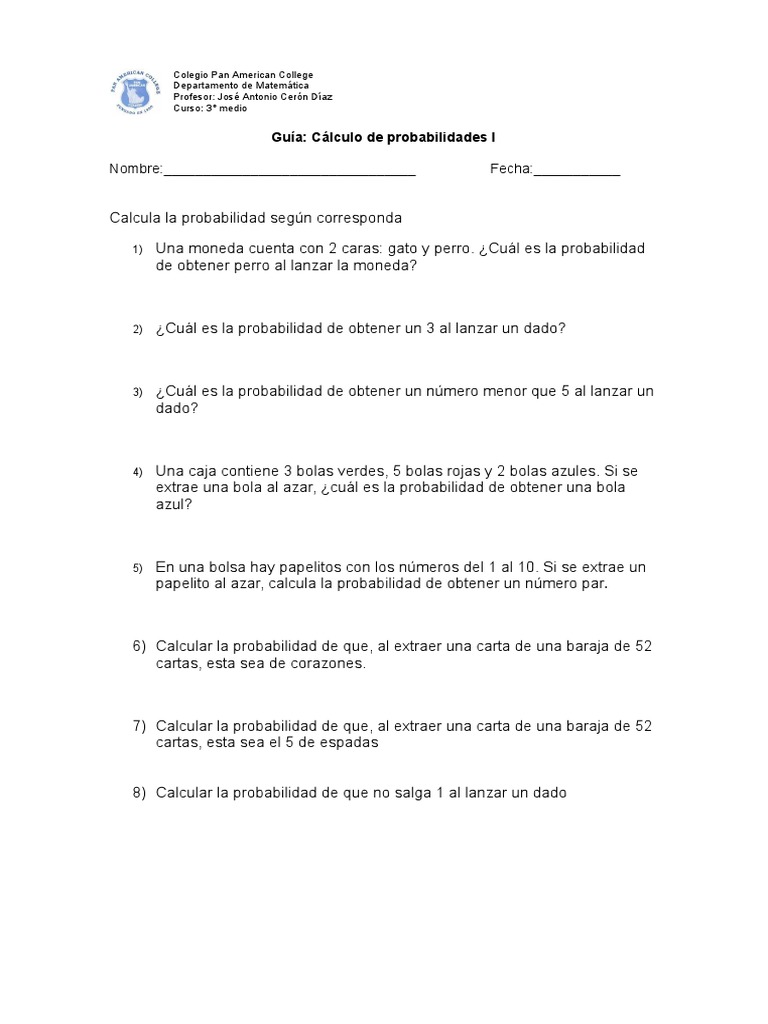 Guia Cálculo de Probabilidades I | PDF