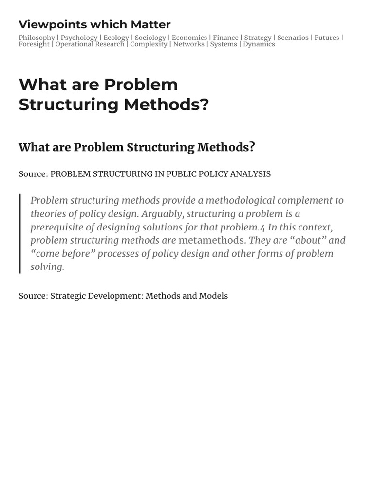 ,lwhat Are Problem Structuring Methods? - Viewpoints Which Matter | PDF | System | Operations ...