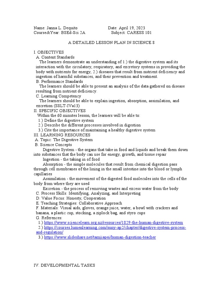 Detailed Lesson Plan | PDF