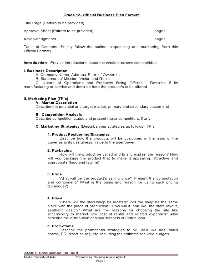 Official Business Plan Format | PDF | Retail | Salary