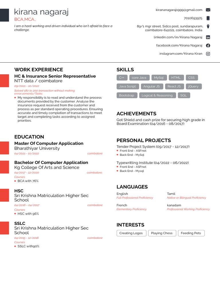 Kirana's Resume | PDF | Computing | Software Engineering