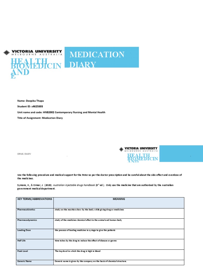 Health AND: Medication Diary | PDF | Health Care | Drugs Acting On The ...