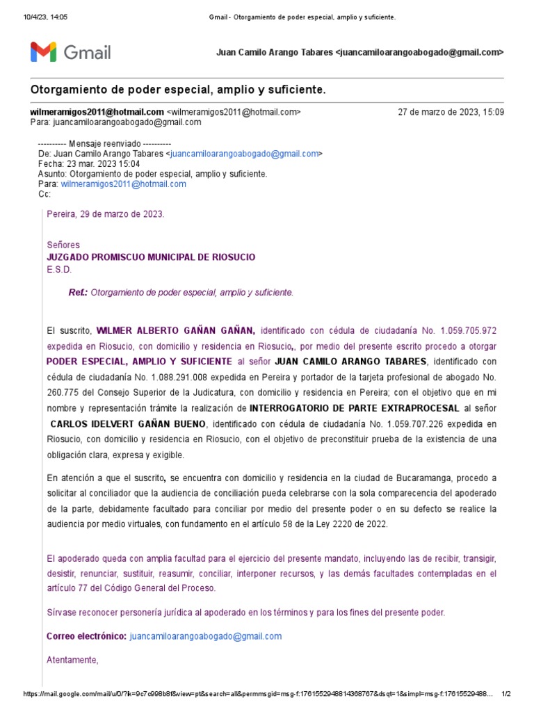 Poder Especial, Amplio y Suficiente. | PDF | Gobierno | Justicia