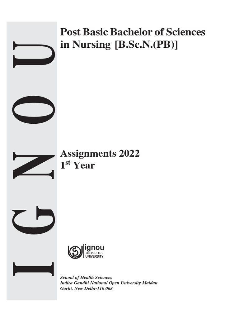 Post Basic Bachelor of Sciences in Nursing (B.Sc.N. (PB) ) : Assignments 2022 1 Year | PDF ...