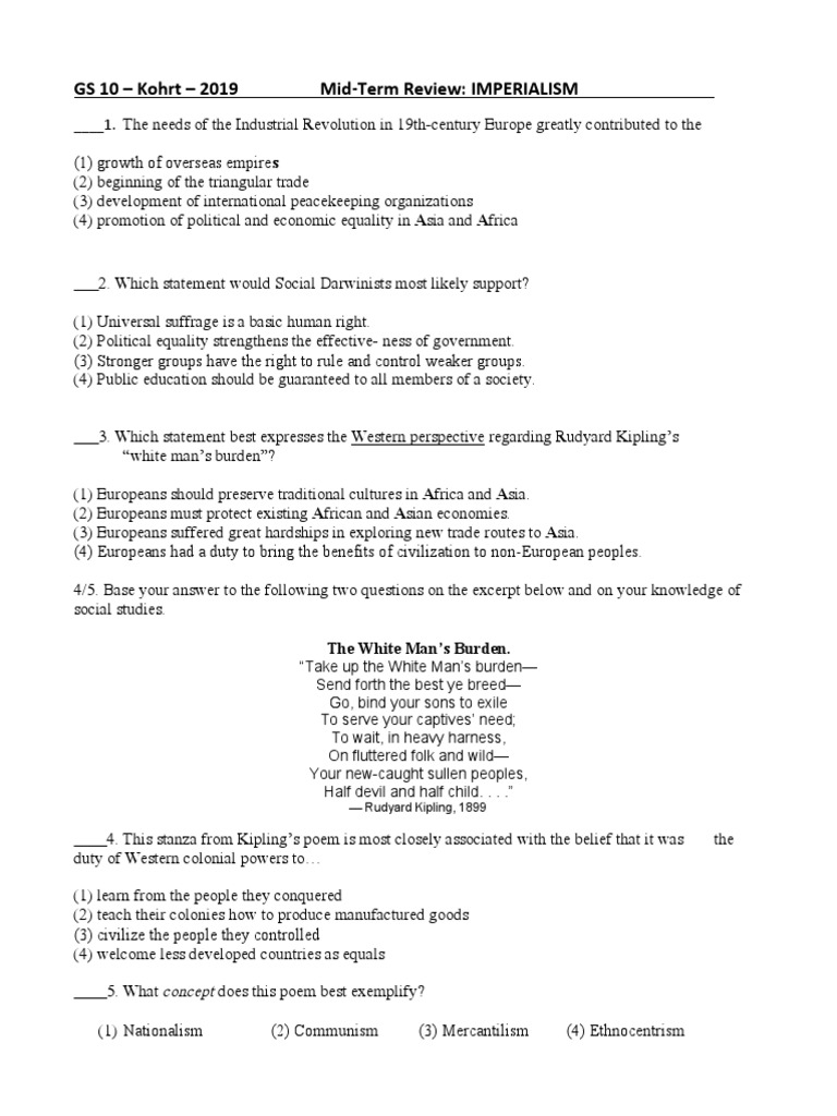 Mid-Term Review: European Imperialism | PDF | China | World Politics