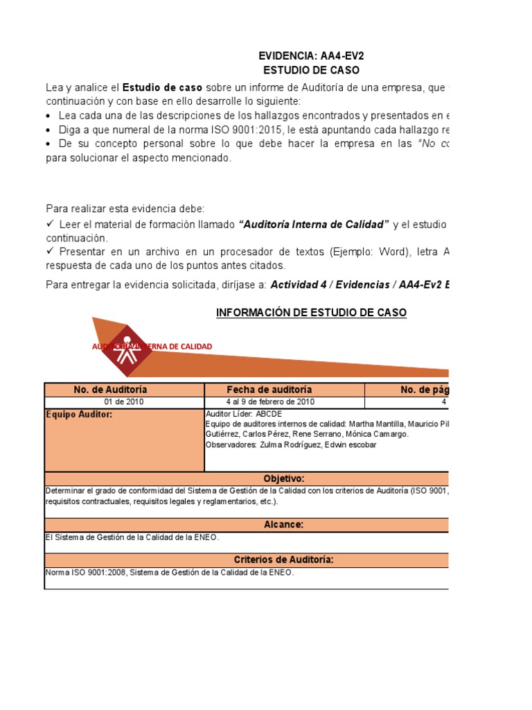 Estudio de Caso AA4-EV2: Auditoría Calidad | PDF | Business