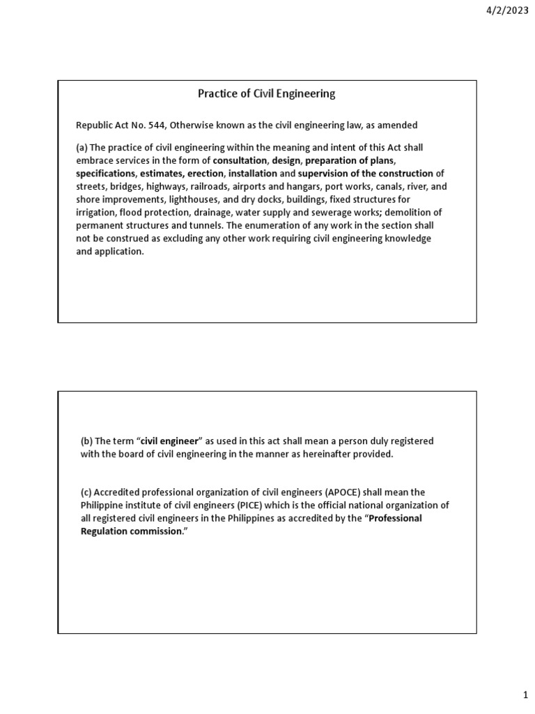 Civil Engineering Law and Professional Responsibilities | PDF | Legal ...
