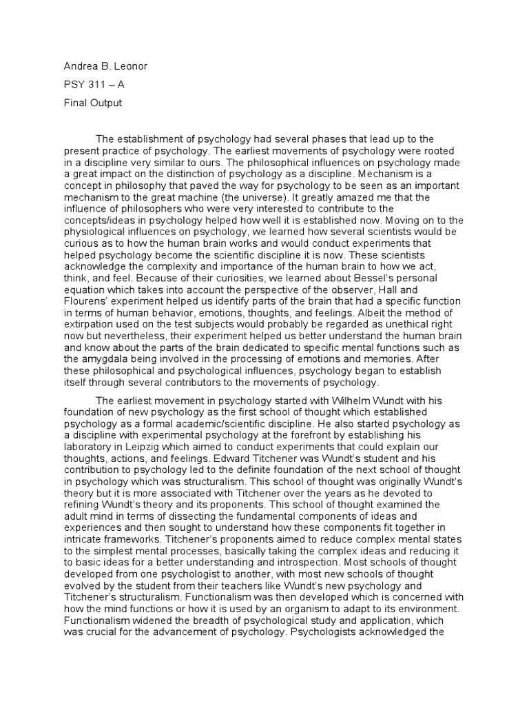 Final Output - Development of Psych Thought | PDF | Psychology | Thought Final Output - Development of Psych Thought | PDF | Psychology | Thought