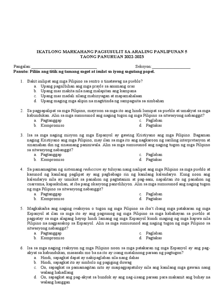 Ap5 Quarter 3 Periodical Test | PDF