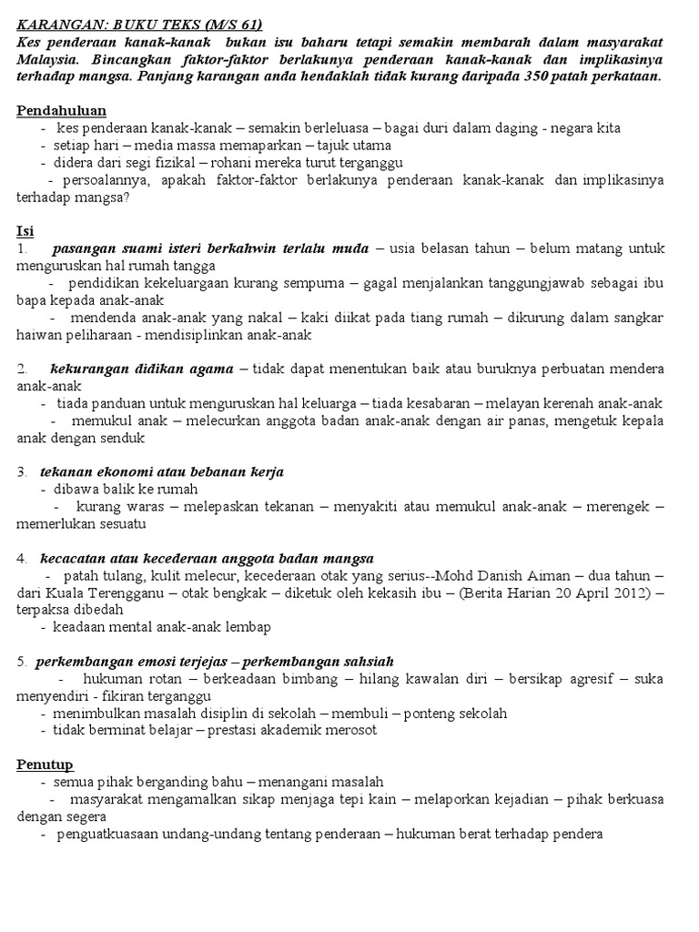 Unit 3 - Karangan Penderaan Kanak-Kanak | PDF