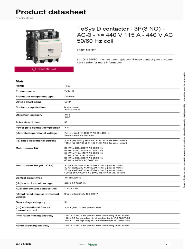 TeSys D contactor - 3P(3 NO) - AC-3