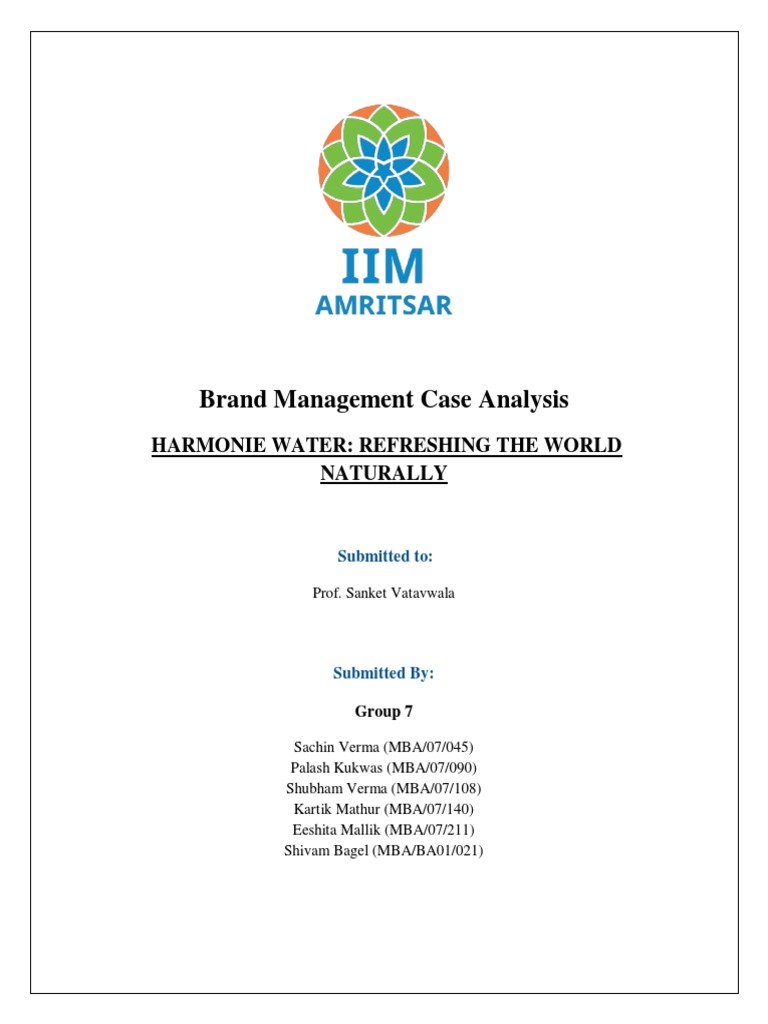 BM - Group 7 - Sec B - Harmonie Water | PDF | Brand | Bottled Water