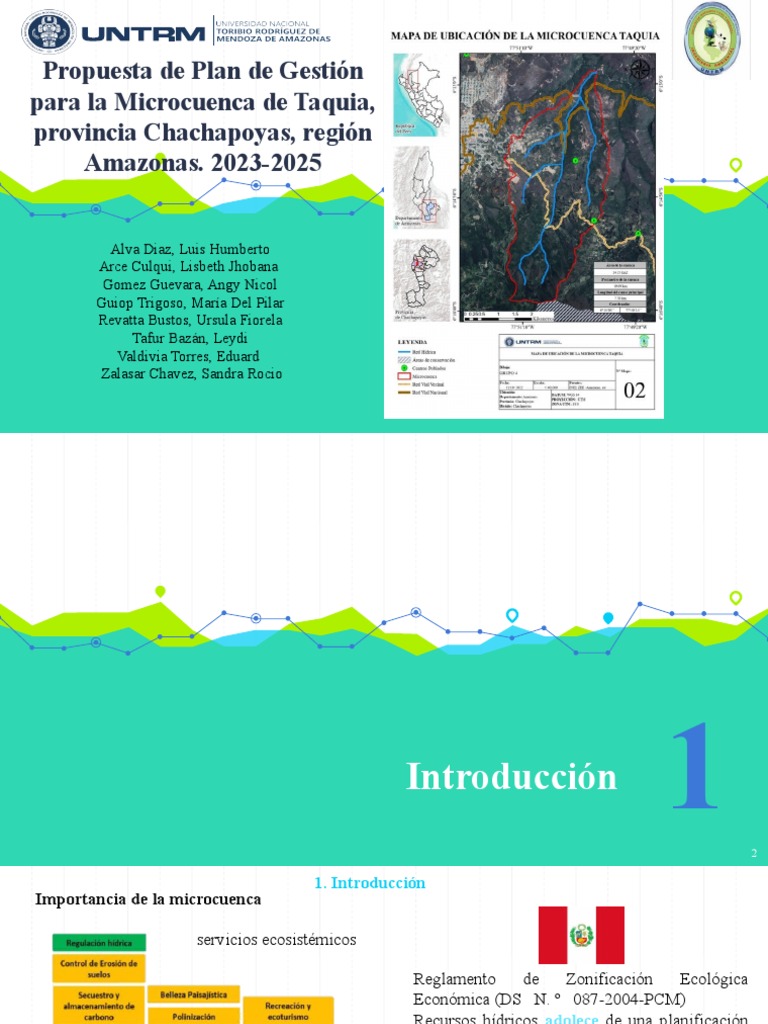 Propuesta de Plan de Gestión para La Microcuenca de Taquia, Provincia ...